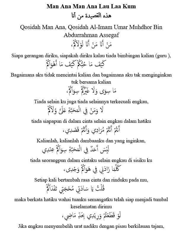 Man Ana Man Ana Lau Laa Kum - هذه القصيدة من أنا - Kitab Kuning Digital